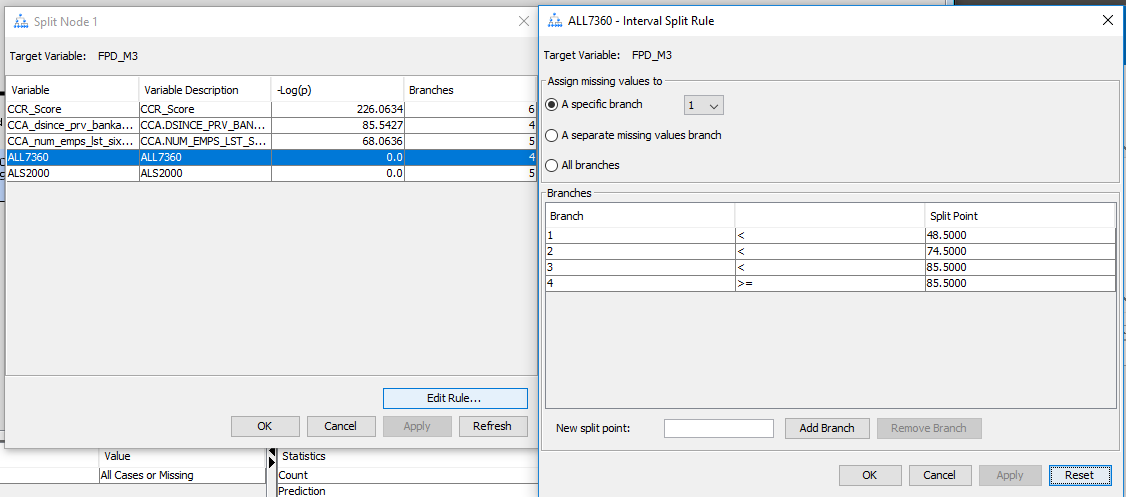Logworth Drop to 0 when Editing Rule for Interactive Decision Tree in ...