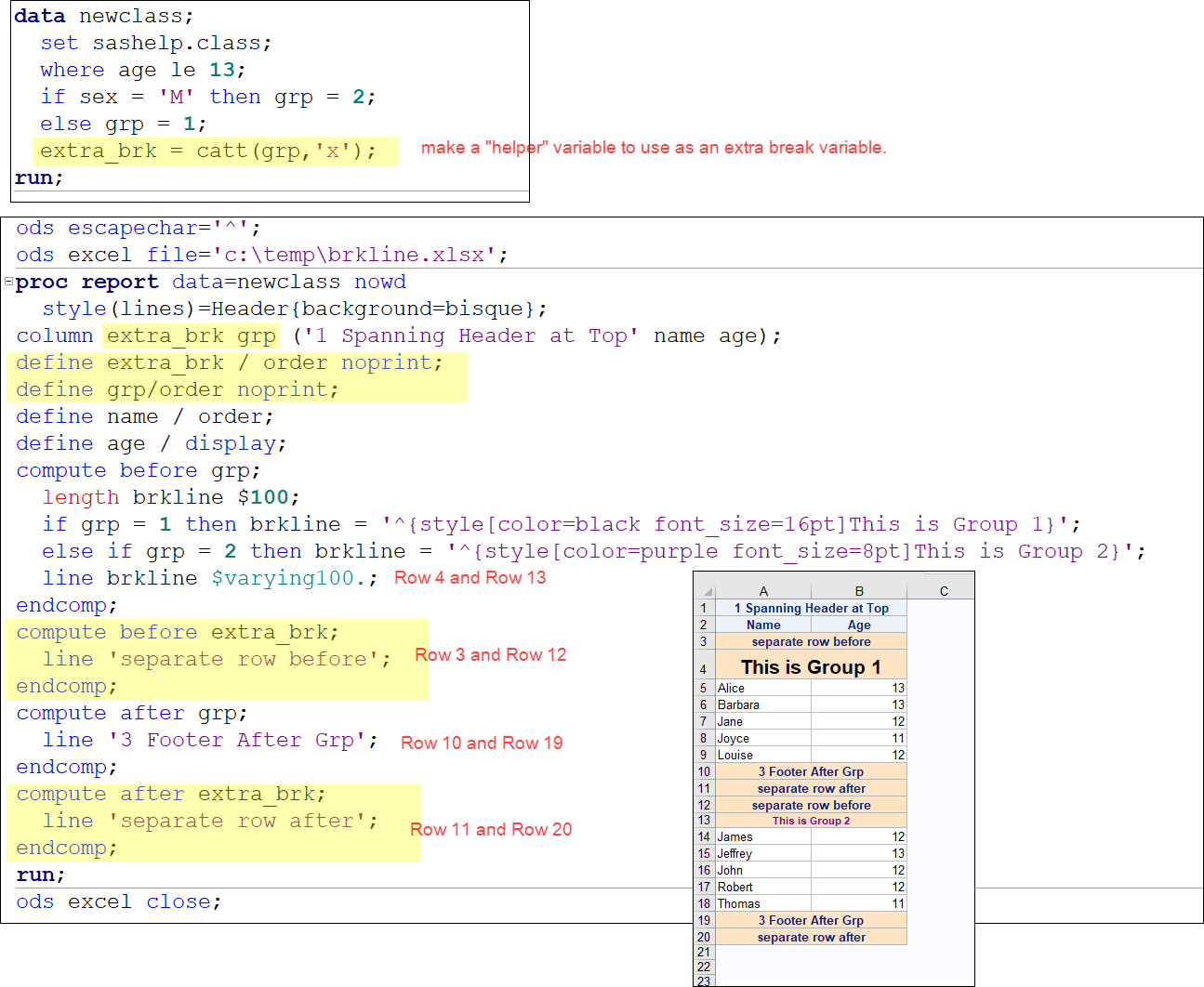 Solved: Proc report divide table by headers - SAS Support Communities