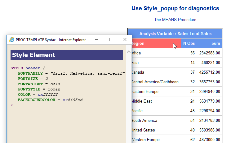 Viewing Style Elements Affecting Destination+Procedure combinations ...