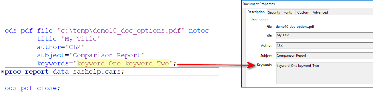 Solved: How do I get commas between my keywords in ODS PDF metadata without tr... - SAS Support ...