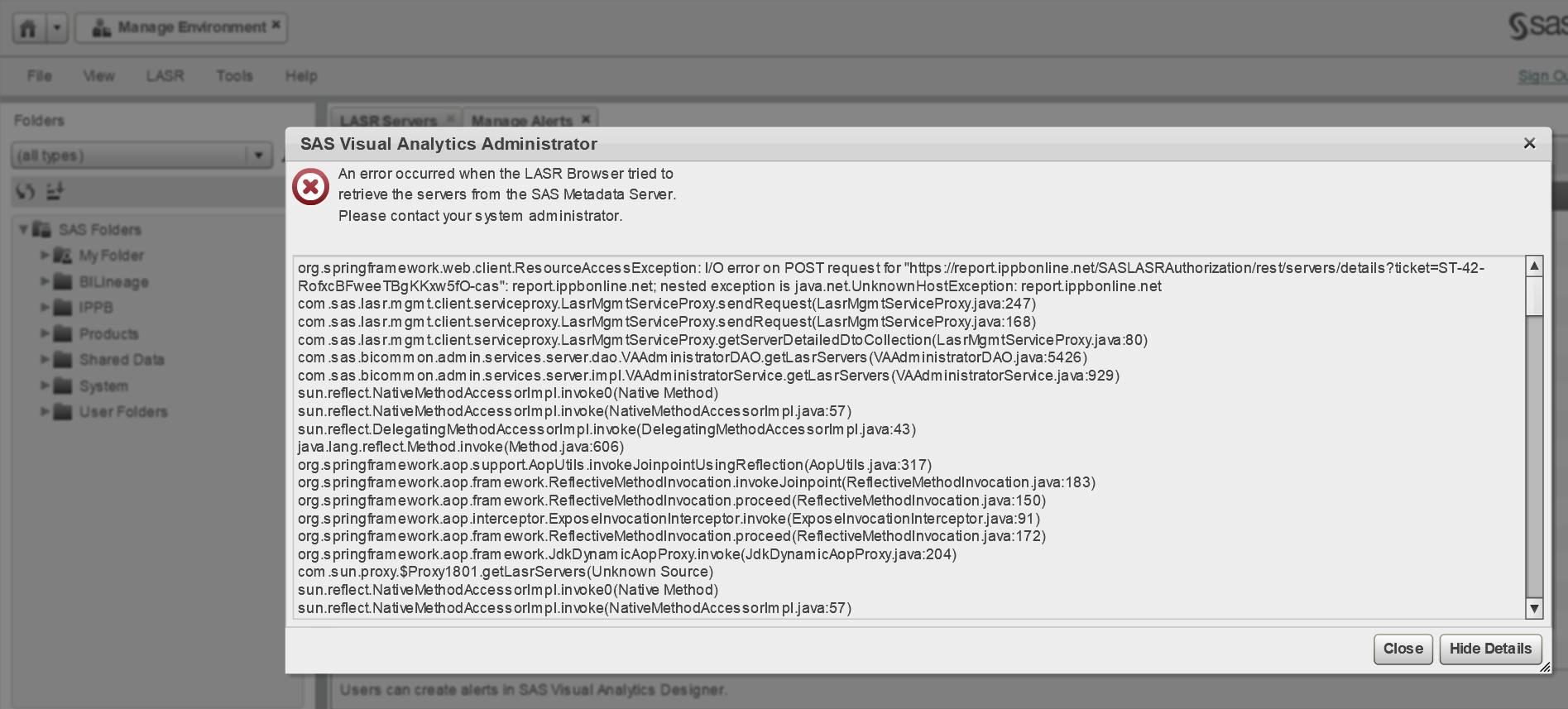 Solved: Error occurred when LASR servers tried to retrieve the servers from sa... - SAS Support ...