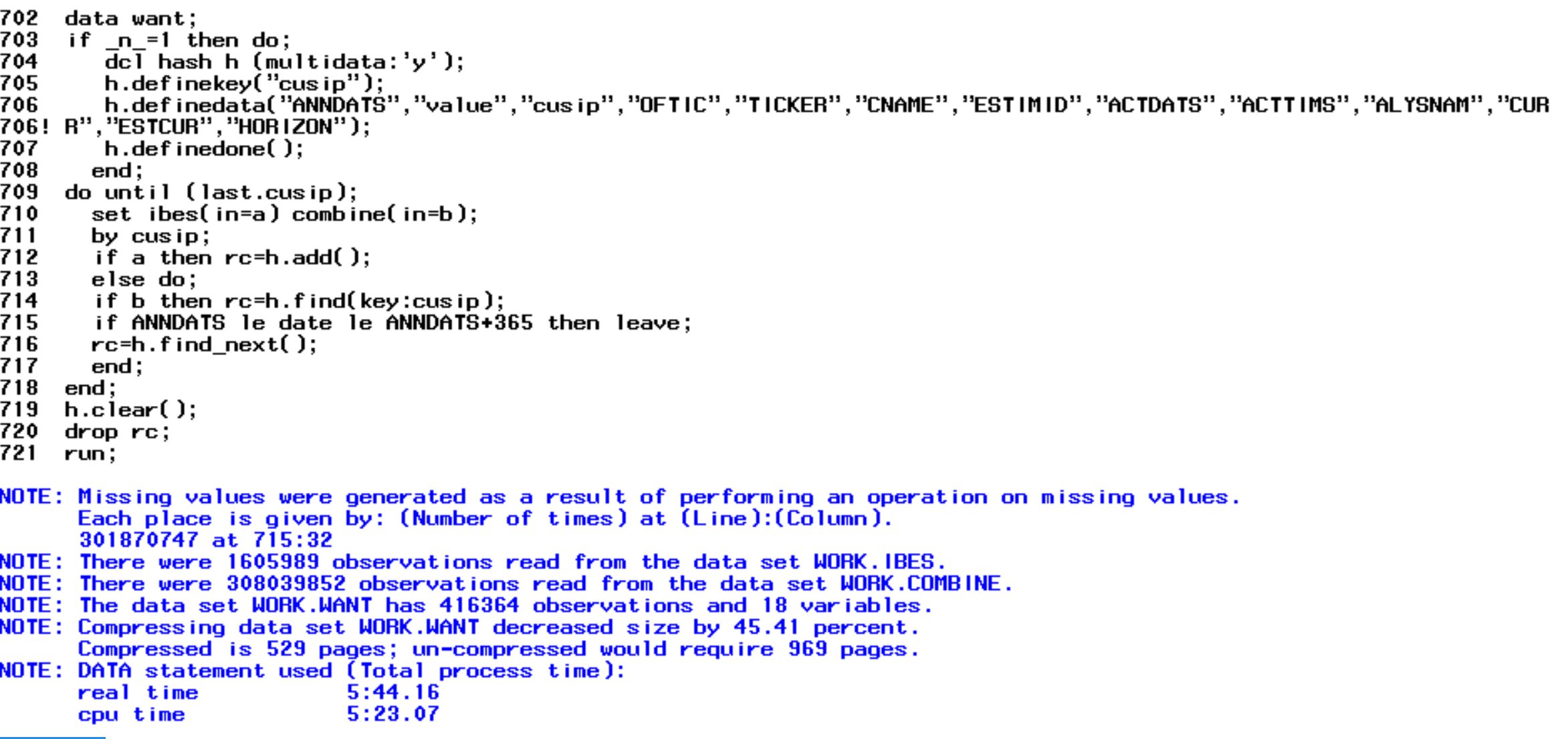 Solved: Merge large datasets using sql or harsh objects (need help!!) - SAS Support Communities