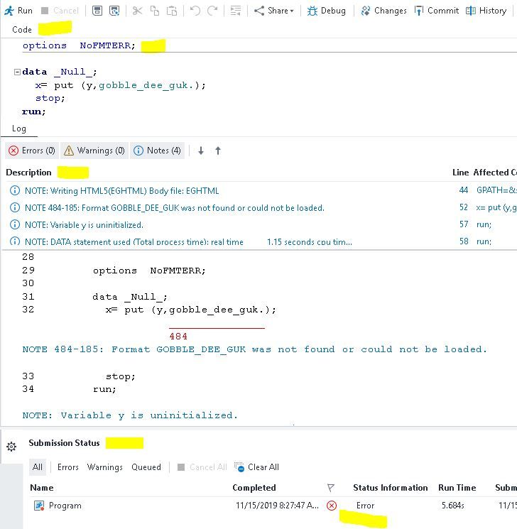 Change behaviors where EG recognizes a SAS log "notes" as "errors ...