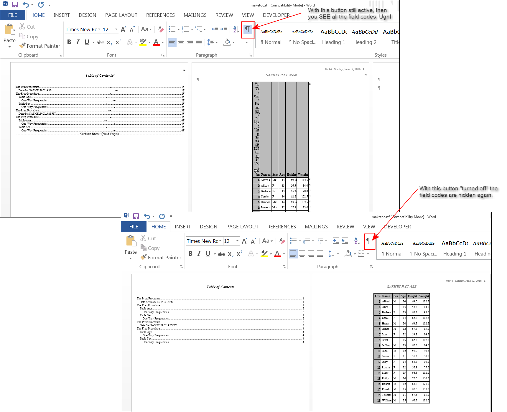 Solved Table Of Contents Wrongly Inserted Into The Table Header Tocdata Opt Sas Support