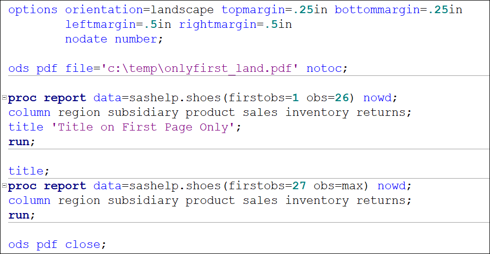 Limit titles to first page - SAS Support Communities