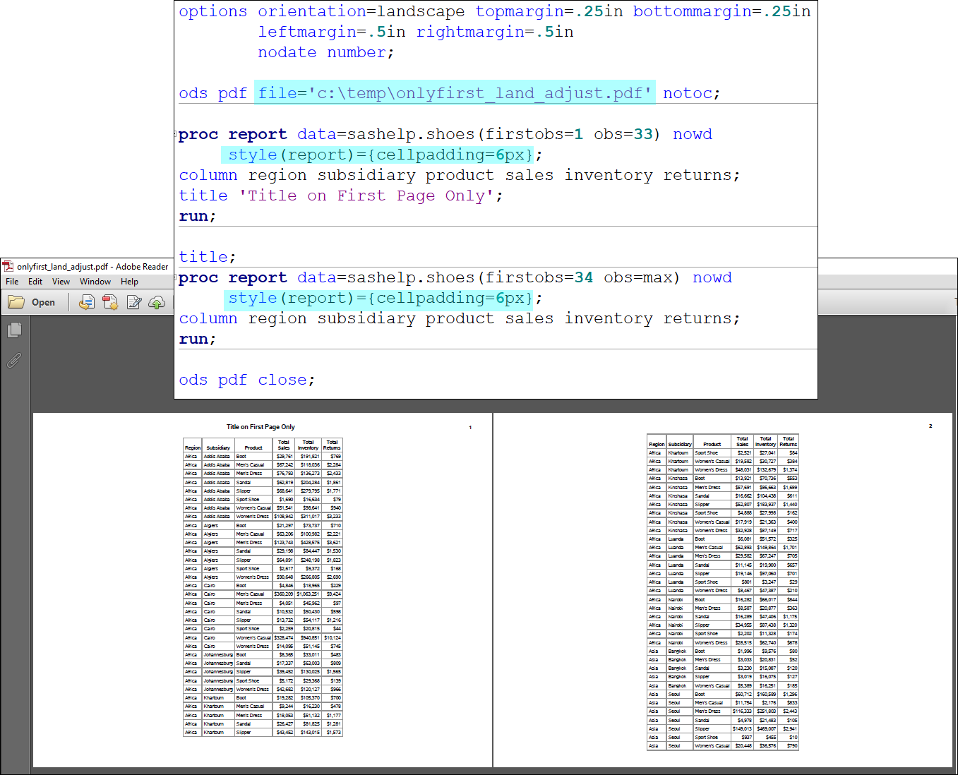 Limit titles to first page - SAS Support Communities