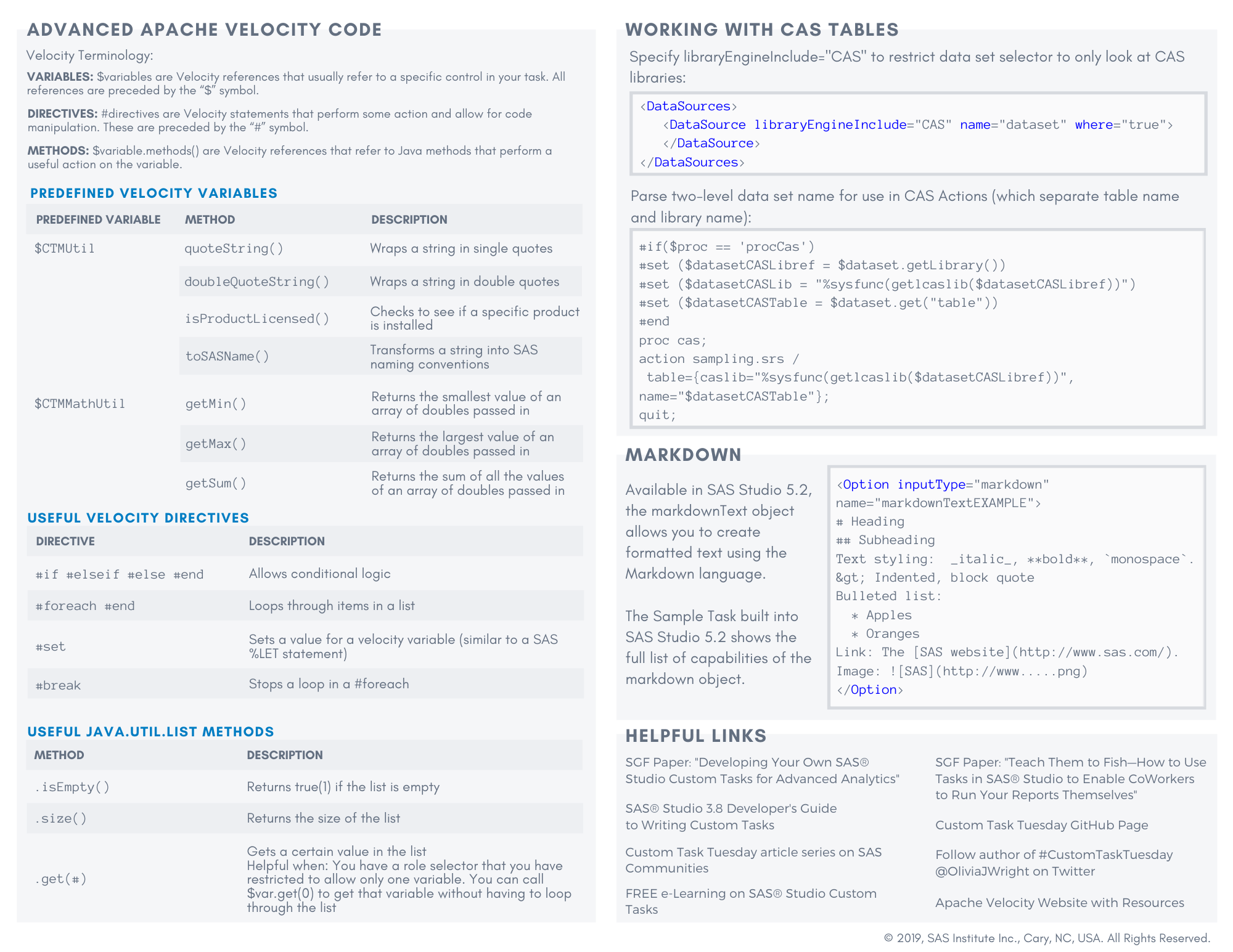 Custom Task Tuesday: Advanced Custom Task Cheat Sheet - SAS Support ...