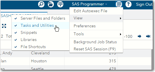 Task and Utilities Menu in SAS Studio - SAS Support Communities