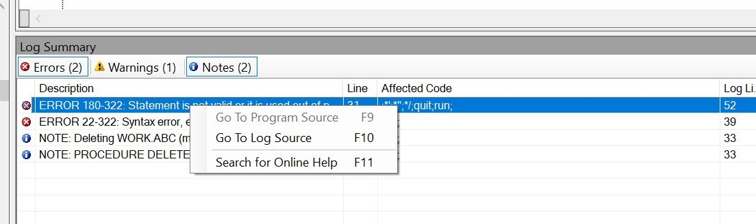 Solved: Log summary issue - SAS Support Communities