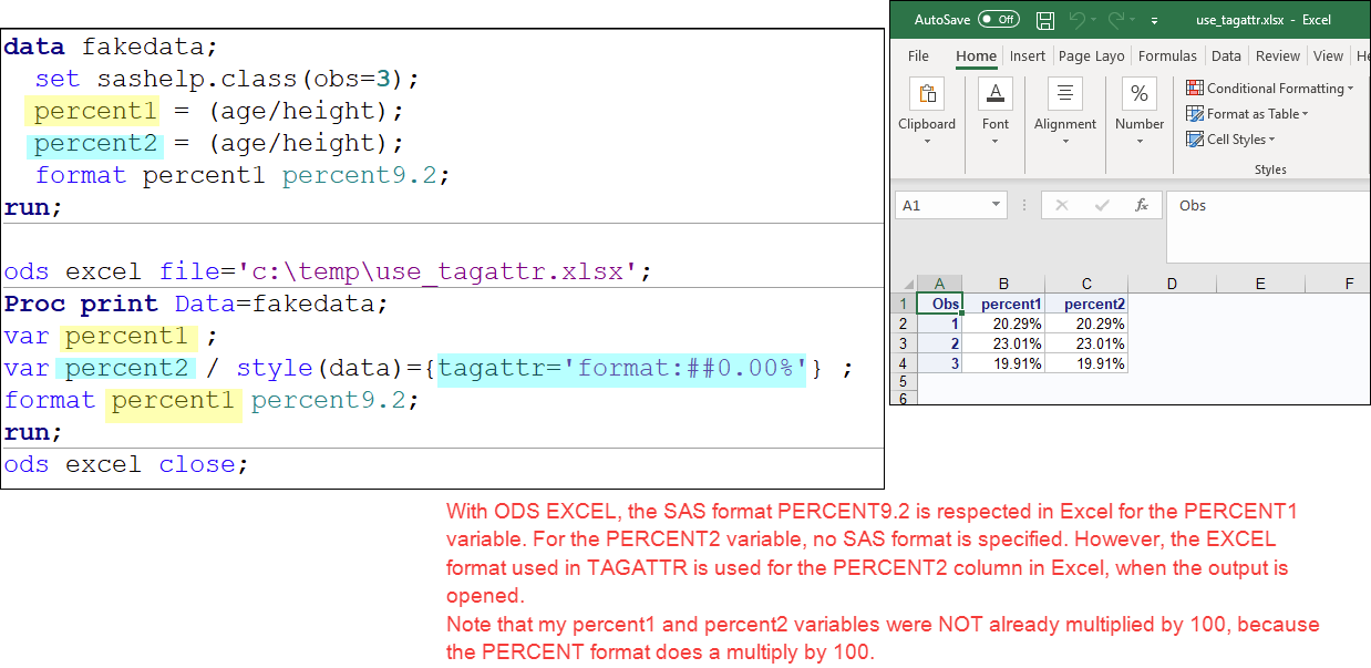 ODS Proc Print to Excel with 0% - SAS Support Communities