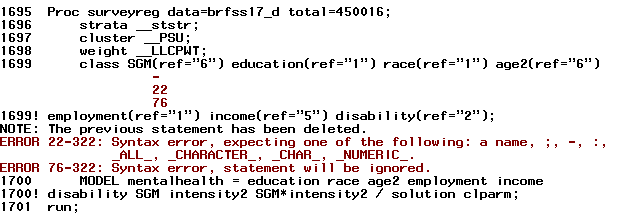 Solved: Reference levels cannot be set in the SURVEYREG procedure - SAS ...