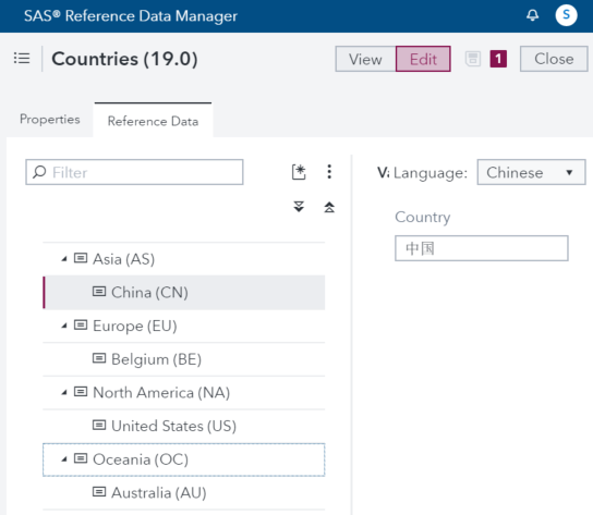 SAS Reference Data Manager 3.3: Attributes in Multiple Languages