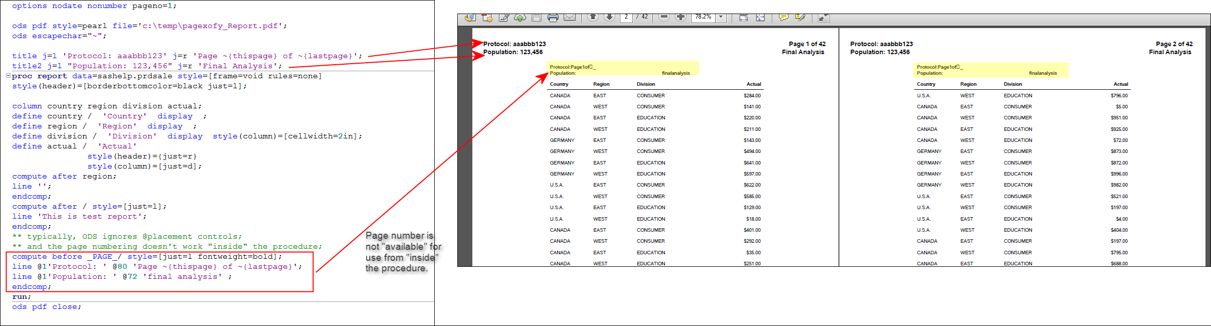 Page numbering not working properly in ods pdf - SAS Support Communities