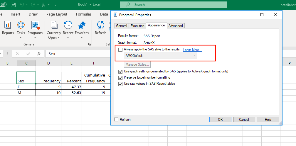 SAS AddIn for Excel - Preserve style - SAS Support Communities