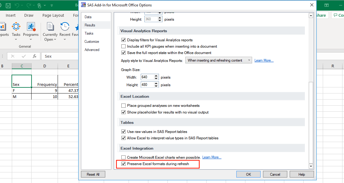SAS AddIn for Excel - Preserve style - SAS Support Communities