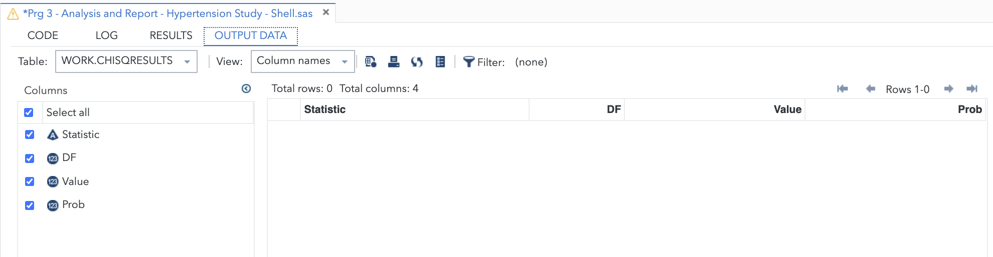 Solved: ODS OUTPUT ISSUES: WARNING OUTPUT NOT CREATED - SAS Support Communities