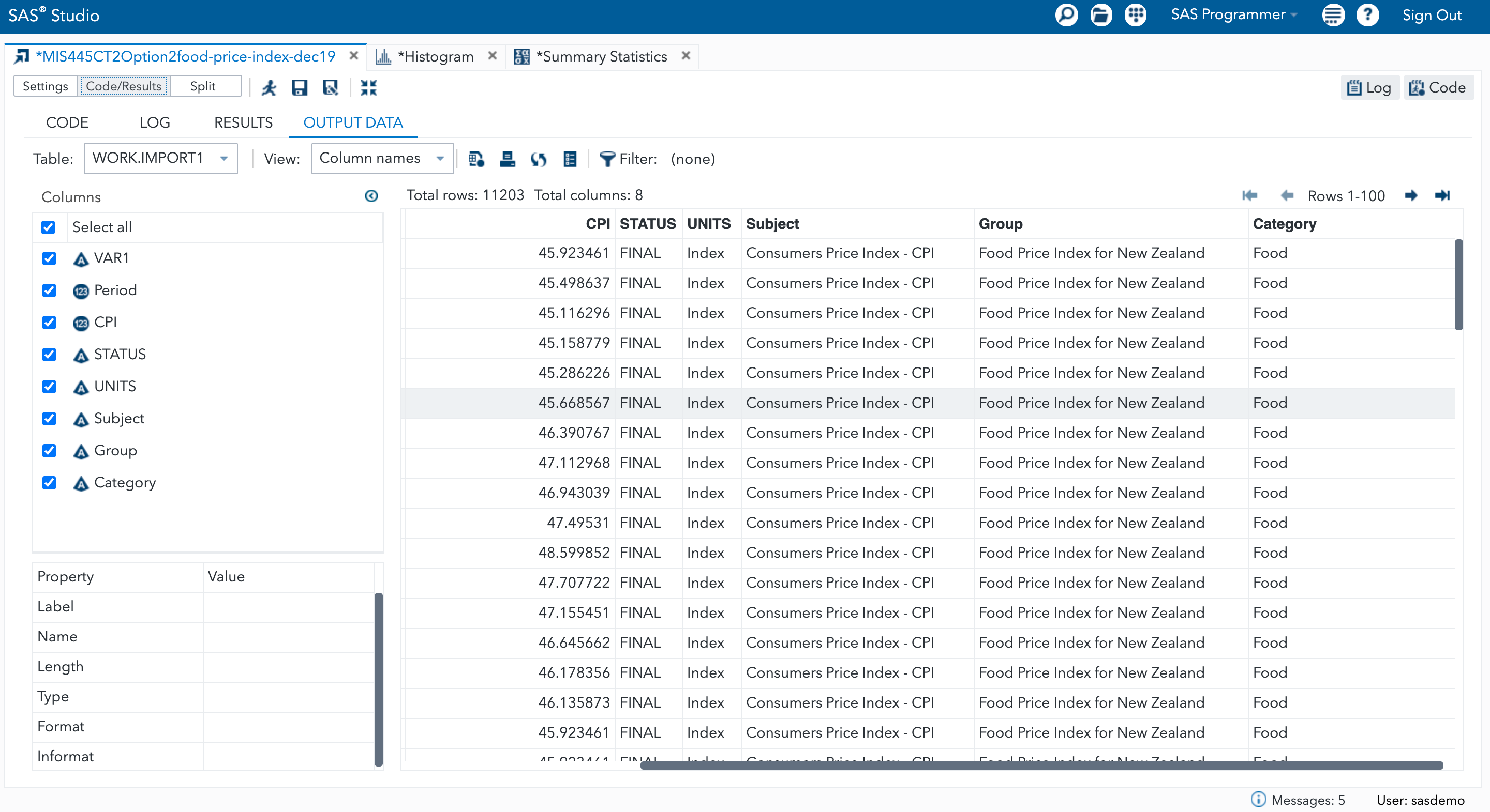 How do I create a summary statistics with specific column values? - SAS ...