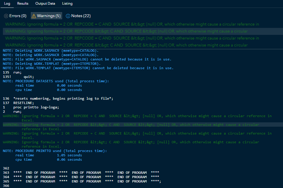 Solved Warning Ignoring Formula Could Cause Circular Reference In Excel Sas Support Communities
