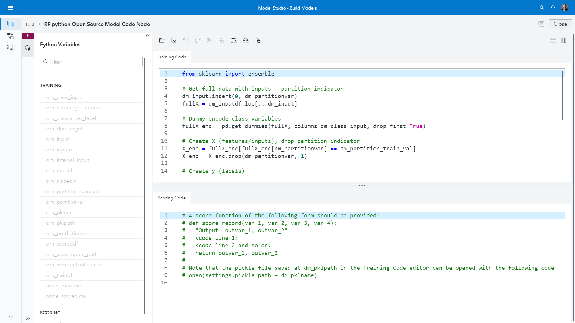 Solved Scoring Using Model From Open Source Node Python Vdmml Sas Support Communities