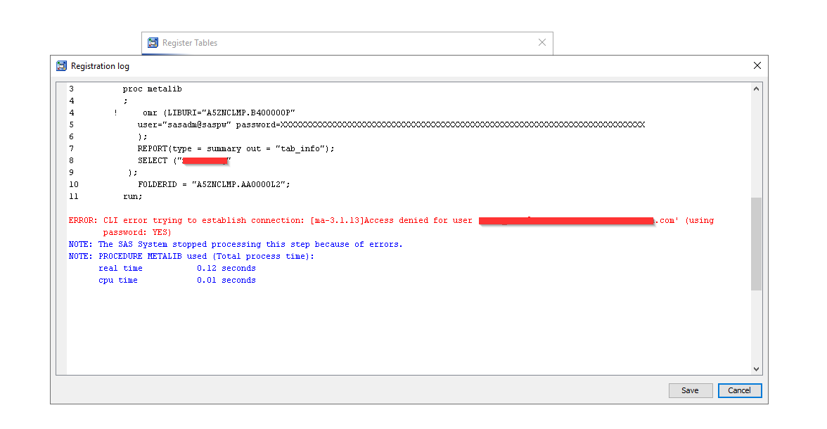 Problems When Registering Tables In The Sas Management Console Sas Support Communities
