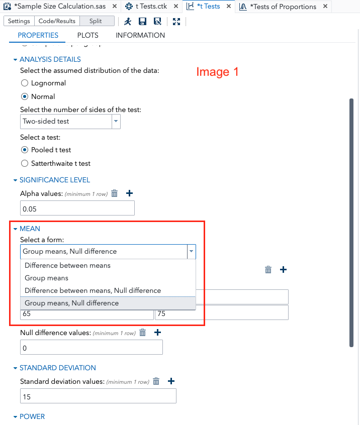 Solved: Power and Sample Size - SAS Task - Mean difference value - SAS ...