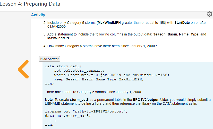Solved Sas Programming1 Lesson4 Preparing Data Reading And Filtering Acti Sas Support