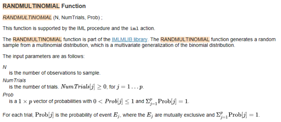 Solved: SAS/IML Multinomial distribution with null probabilities in the ...