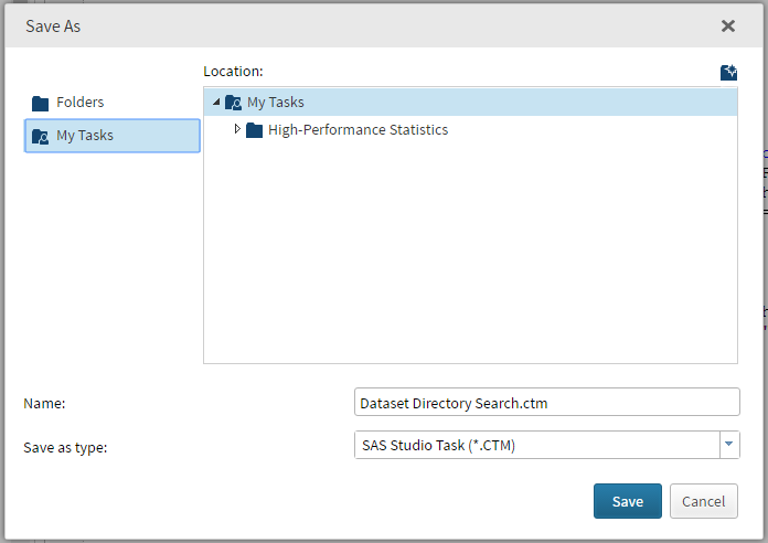 SAS Studio Custom Task Tuesday: Dataset Directory Search Task - kntur85557