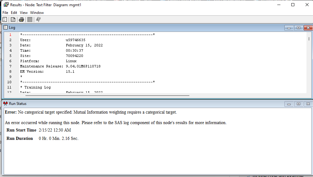 Text Filter Node not showing Results - SAS Support Communities