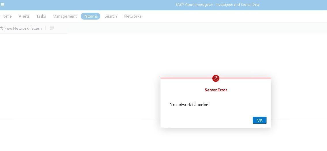 SAS Visual Visual Investigator 10.7 Patterns - No network is loaded (S ...