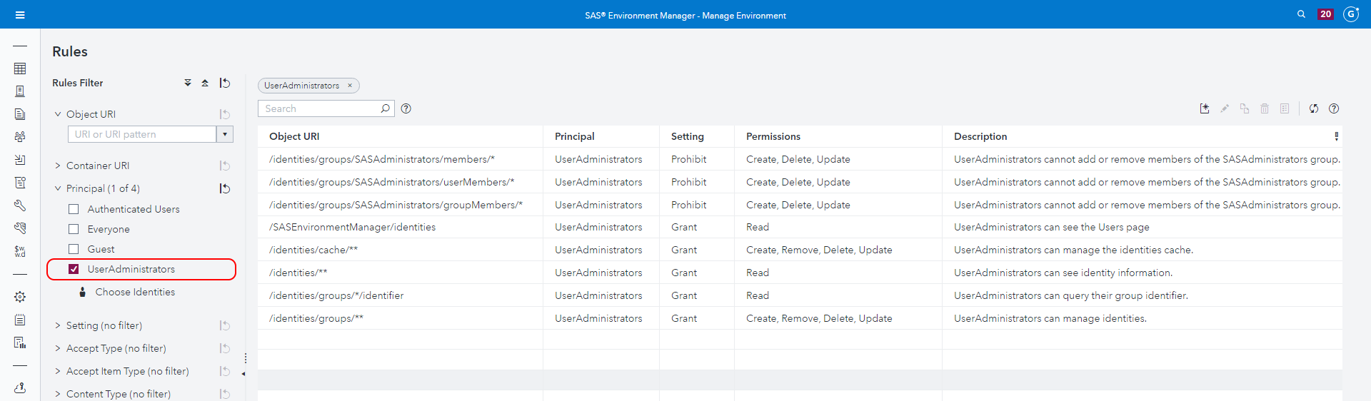 Create a User Administrators group in SAS Viya