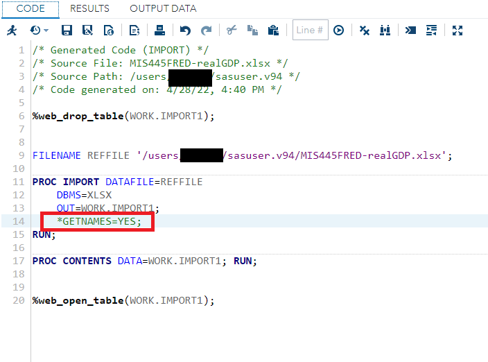 running the summary statistics task on imported data - SAS Support ...