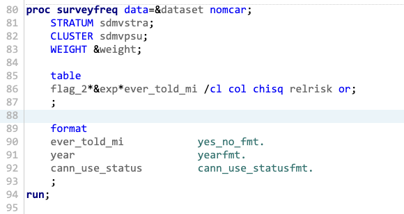 Requesting Odds Ratios w/ PROC SURVEYFREQ (RESRISK, RELRISK, OR) - SAS Support Communities