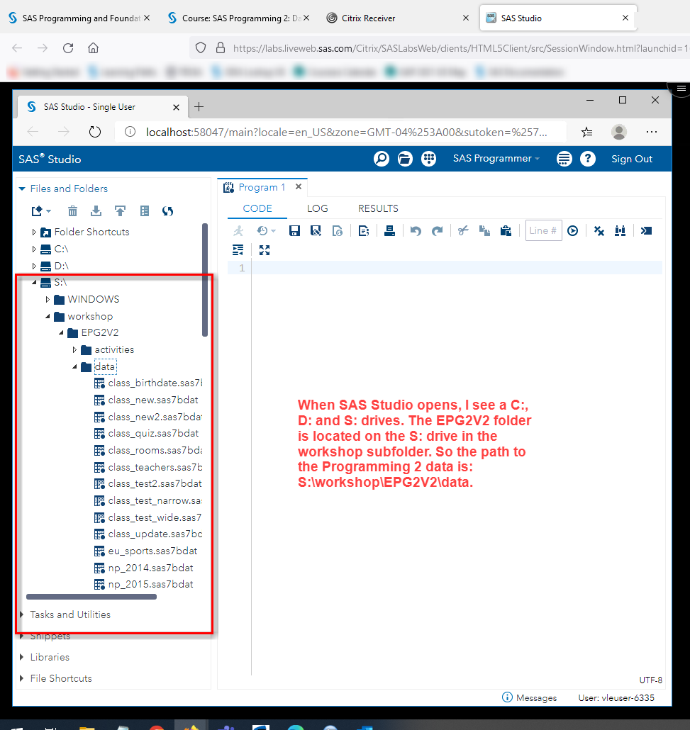 Programming 2: EPG2V2 Folder is missing in SAS Virtual Lab - SAS ...