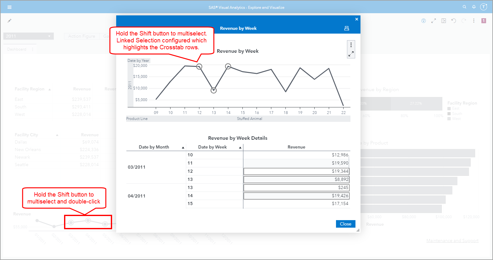 SAS Visual Analytics Pop-up Pages