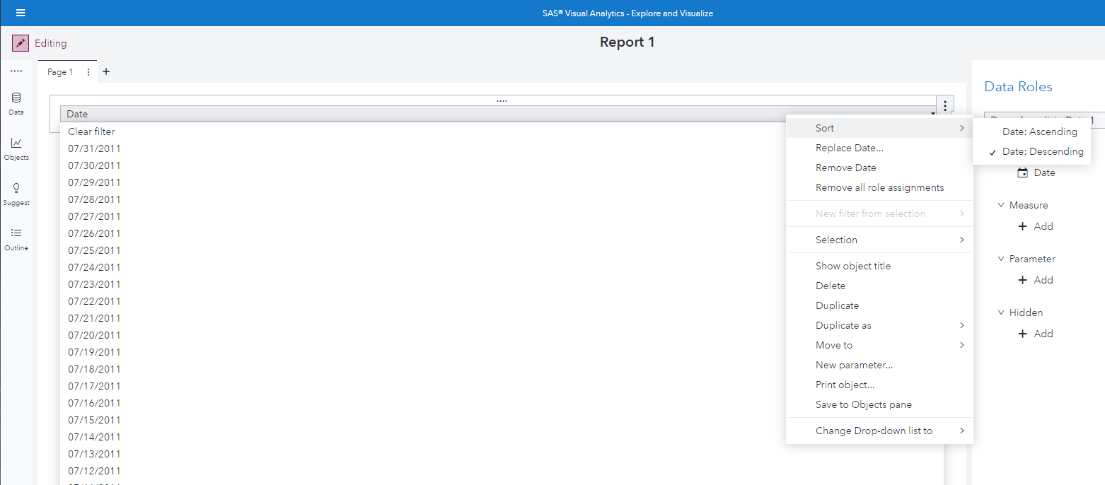 Solved: How to select the most recent date in a drop down box in Visual Analyt... - SAS Support ...