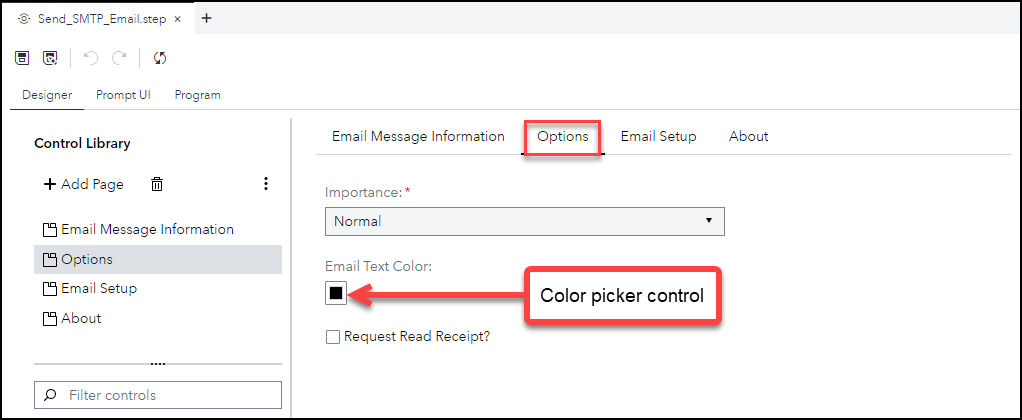 SAS Viya: Send Email Custom Step Featuring the Color Picker Control