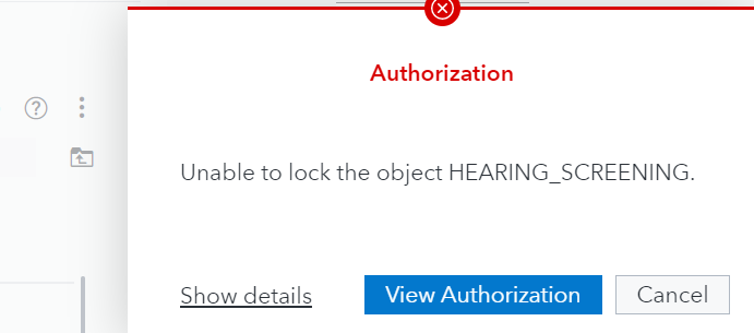 Cant Edit Authorization due to access controls for table blocked by a ...