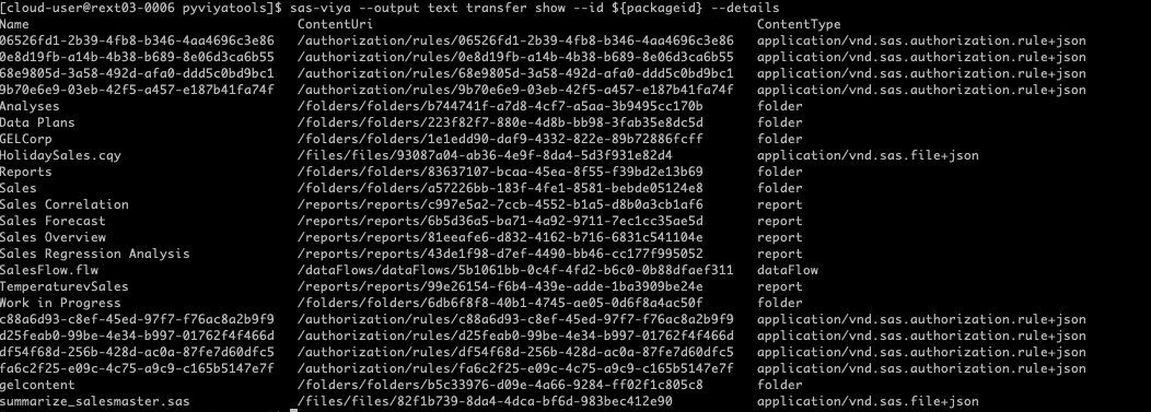 Managing SAS Viya Transfer Packages