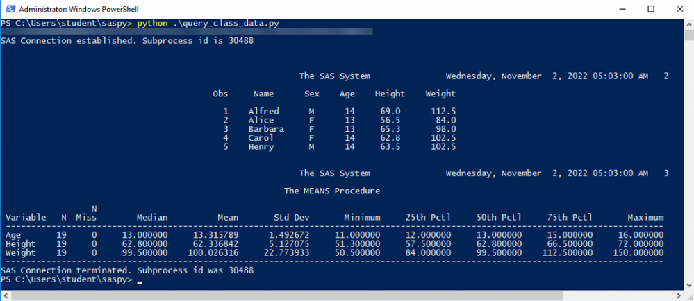 Exploring the configuration: using Python with SAS Analytics Pro