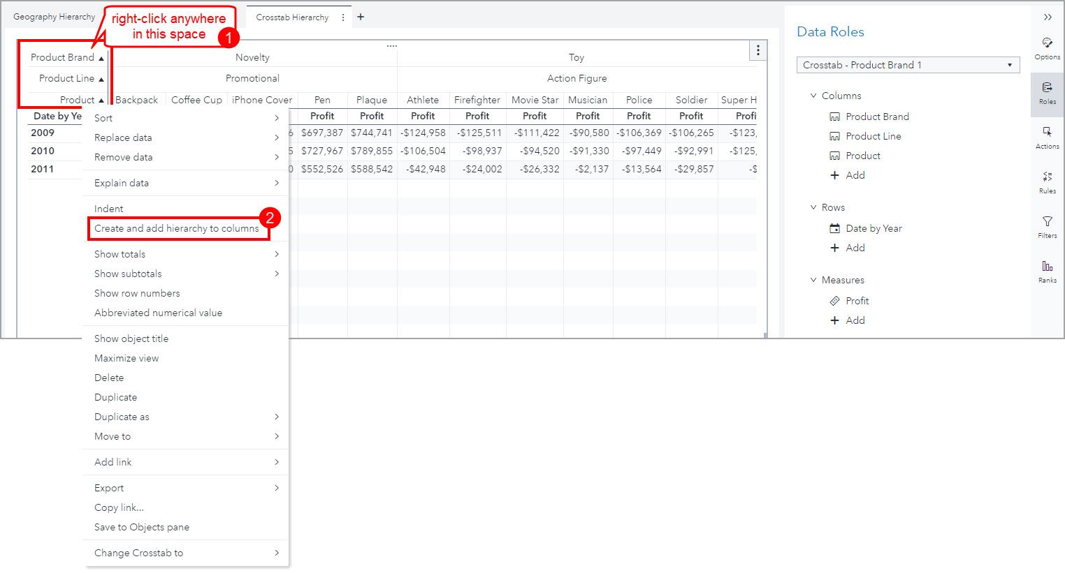Creating Hierarchies to use in SAS Visual Analytics Reports