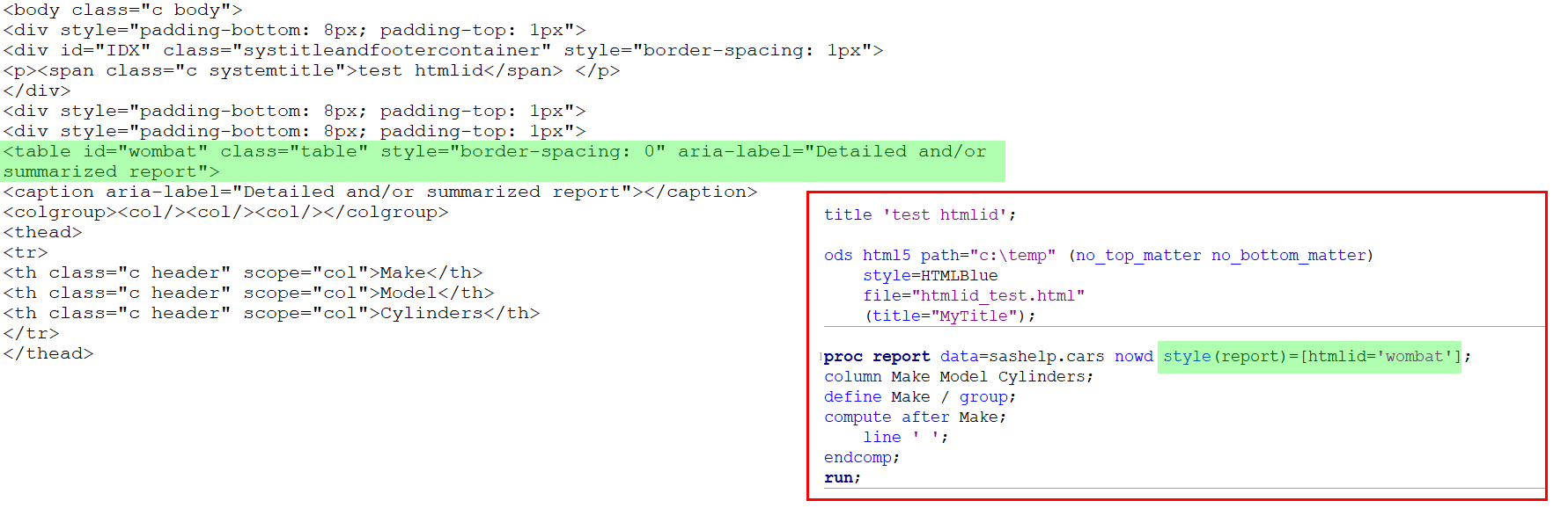 Solved: ODS HTML Proc Report - Change or add a Table ID in the HTML ouput. How... - SAS Support ...