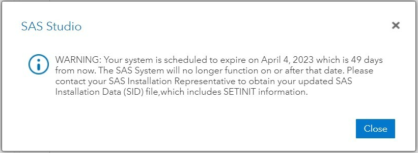 Please ignore expiration warning for SAS OnDemand for Academics: SAS S... - SAS Support Communities
