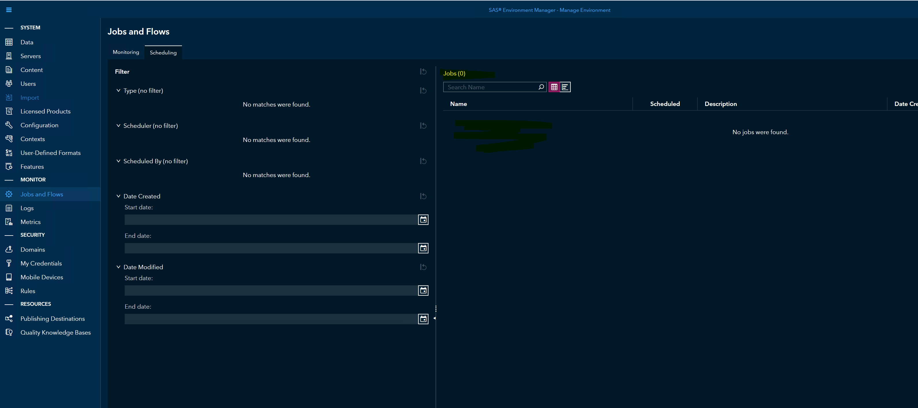 Viya 4 Scheduling Tab under Jobs and Flows of Environment Manager does... - SAS Support Communities