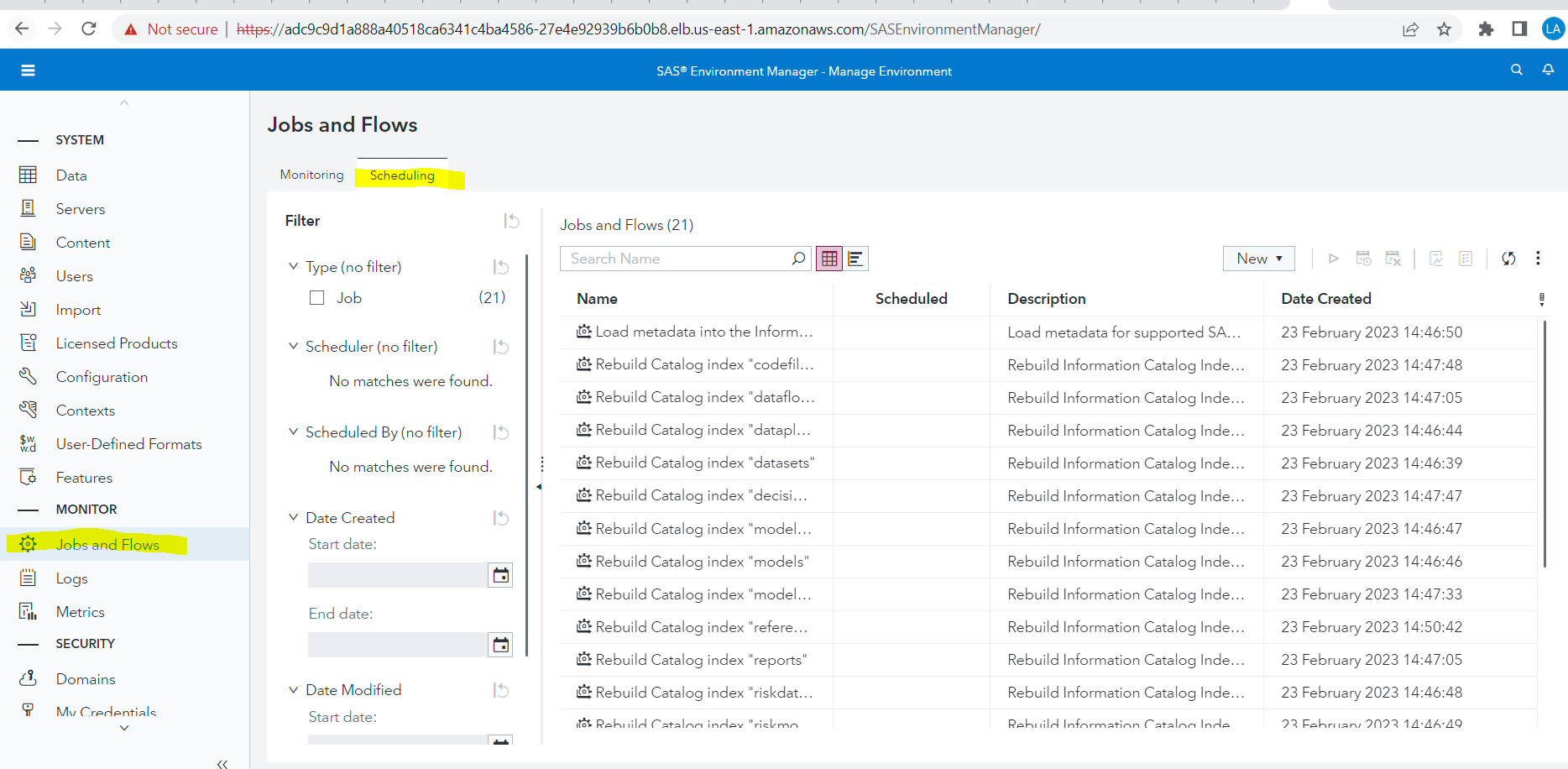 Viya 4 Scheduling Tab under Jobs and Flows of Environment Manager does... - SAS Support Communities