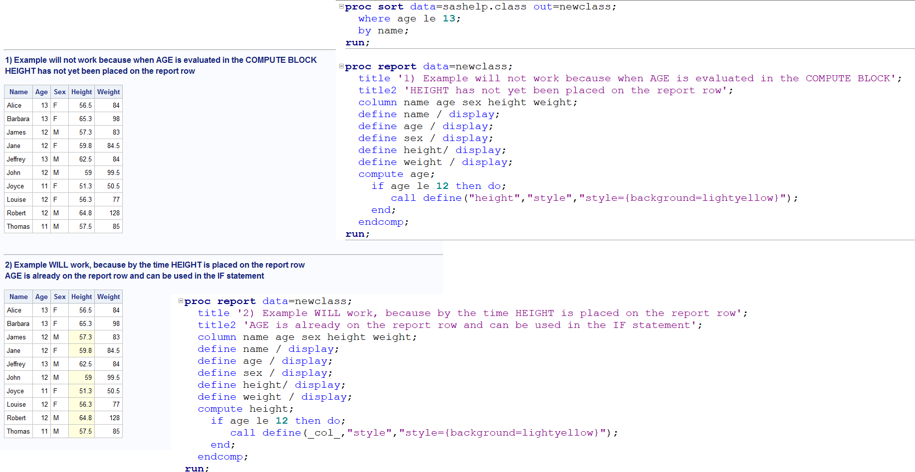 How to highlight partial string within a cell PROC REPORT CALL DEFINE - SAS Support Communities