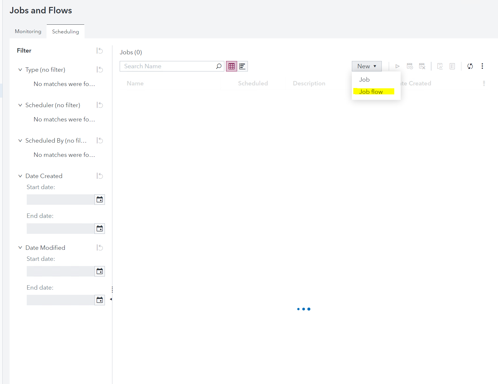Viya 4 Scheduling Tab under Jobs and Flows of Environment Manager does ...