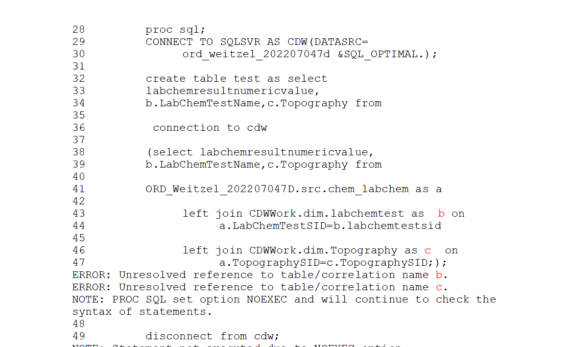 Solved: ERROR: unresolved reference to table/correlation name a - SAS ...