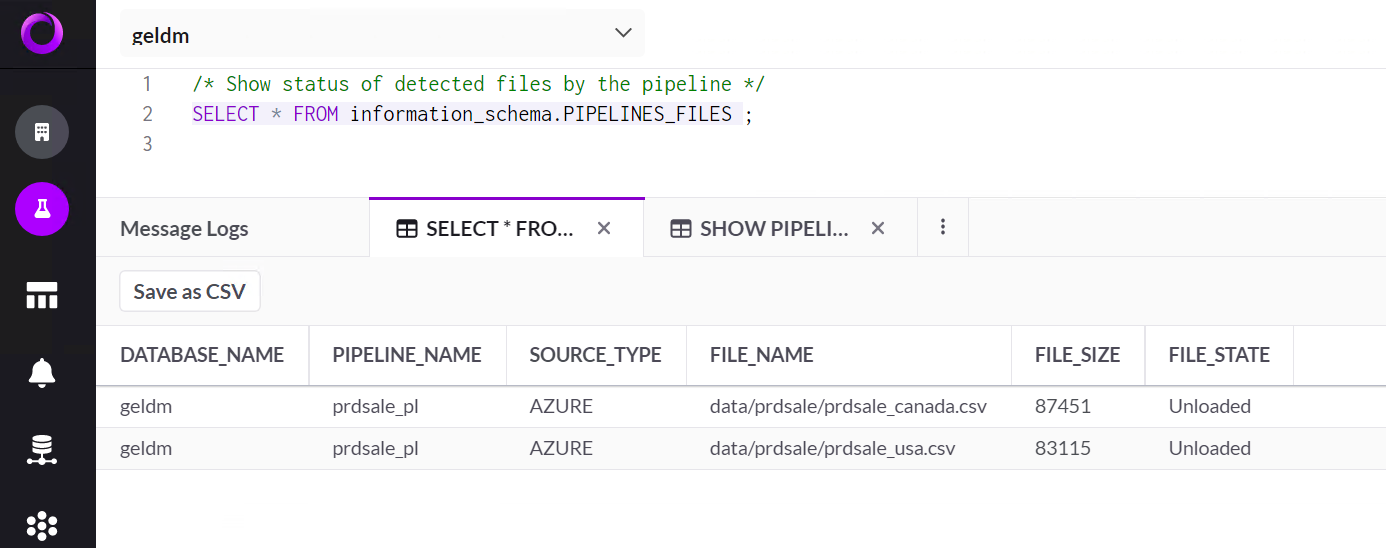 CAS and SingleStore Pipeline