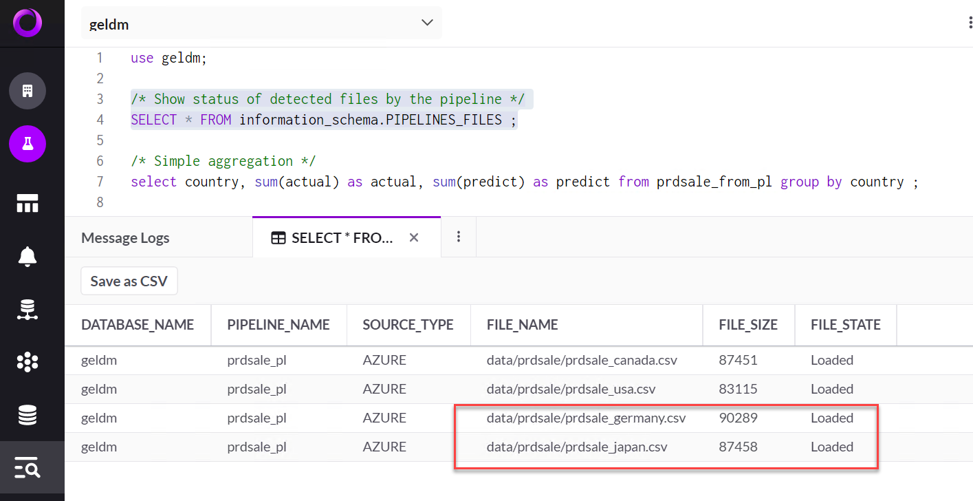 CAS and SingleStore Pipeline